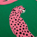 Women’s Pink Leopard Sweater – Green Retro Knit Pullover with Contrast ...