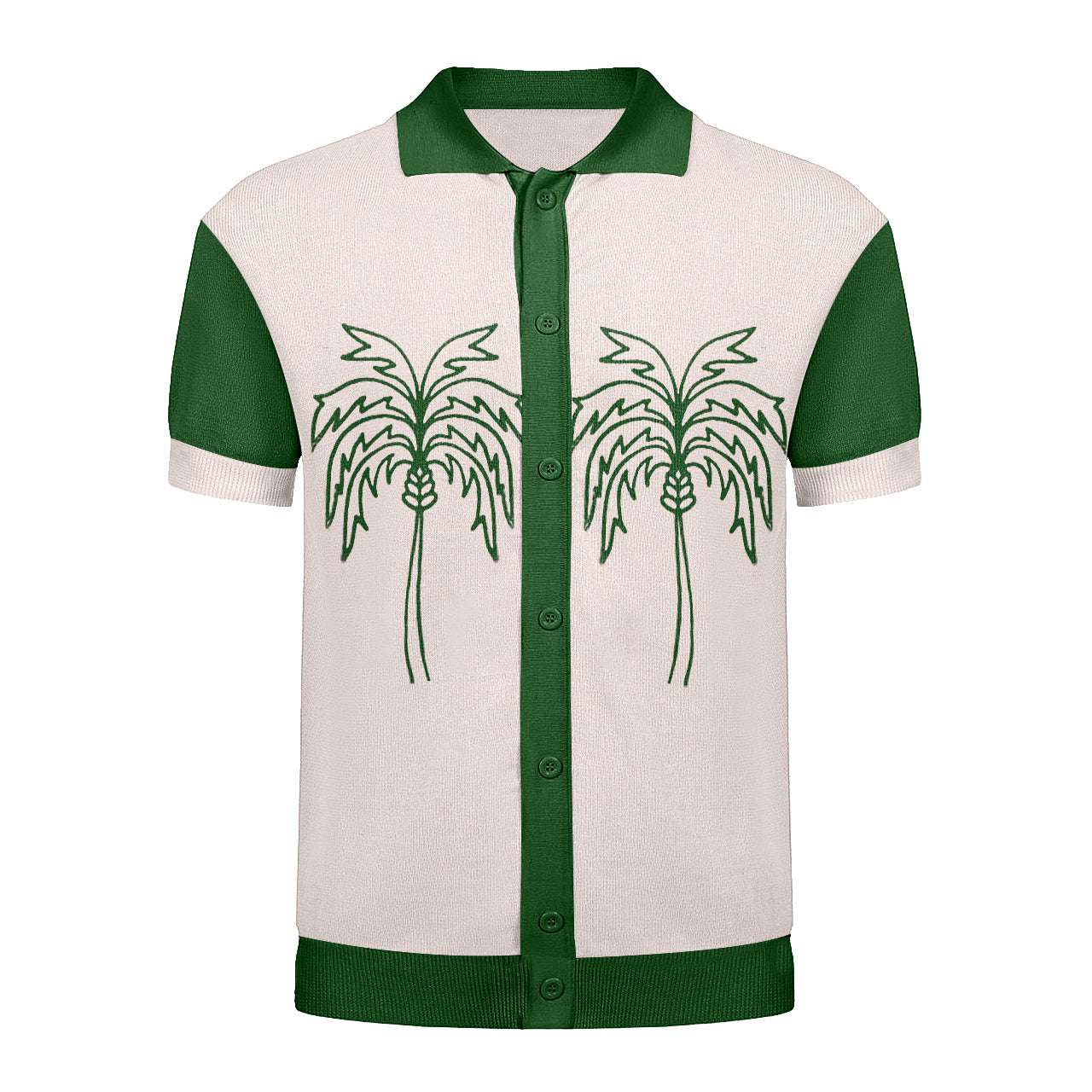 Men's green coconut tree knitted cardigan – OXKnit