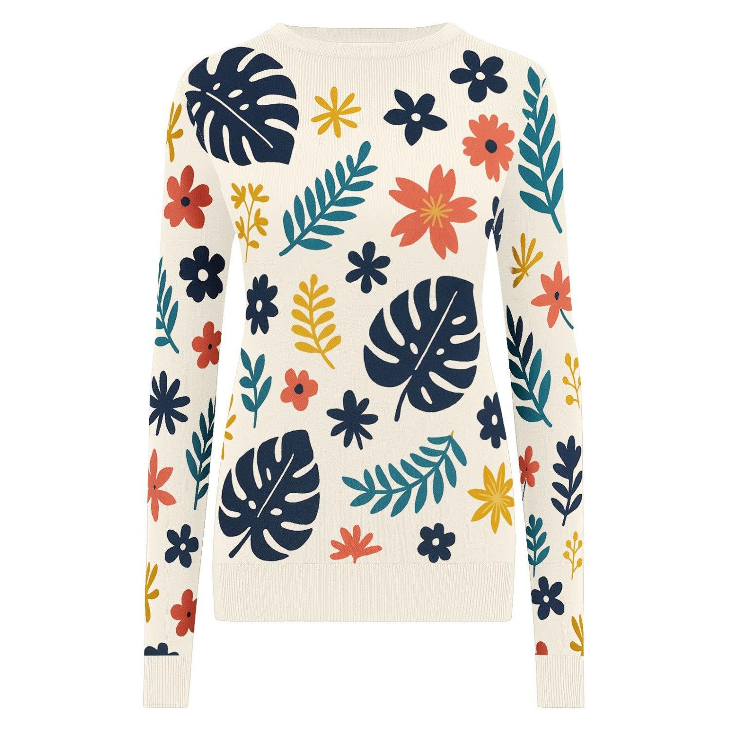 Women's white vintage floral jacquard knitwear – OXKnit
