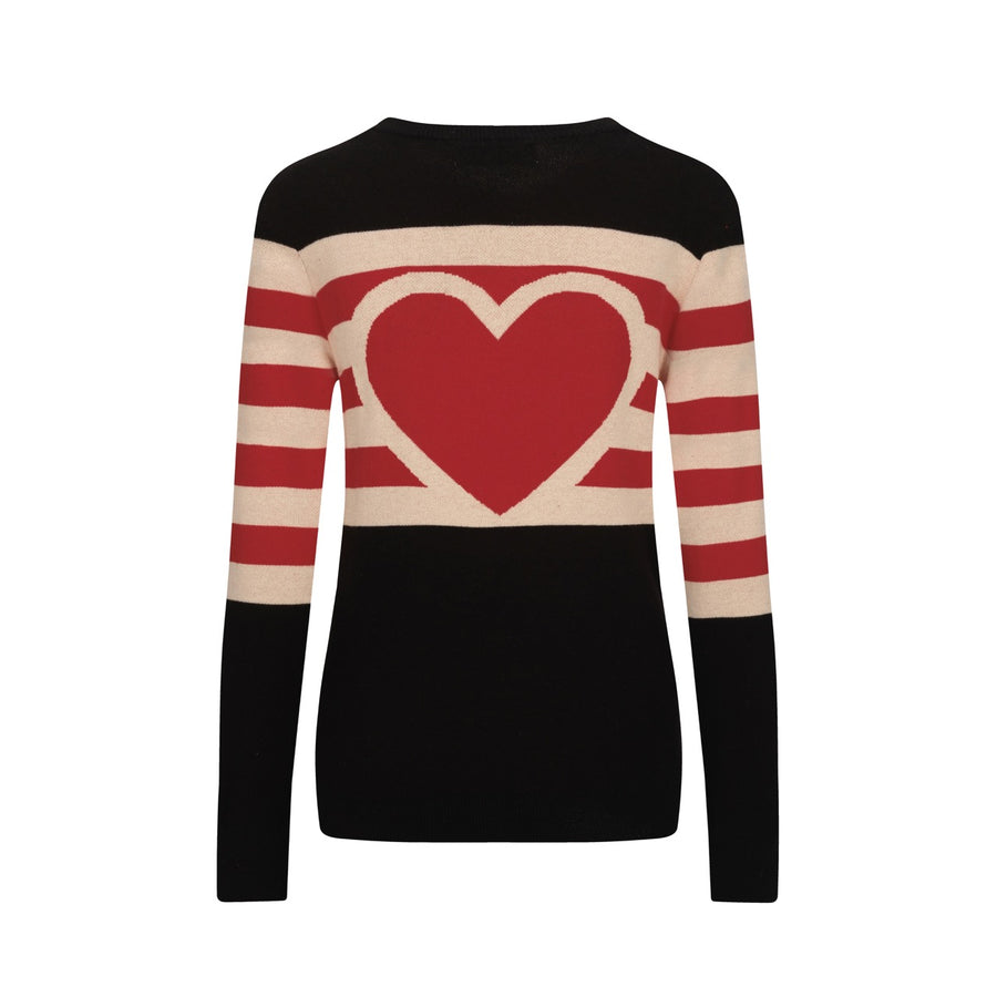 Women's black love stripe vintage jacquard knitwear – OXKnit