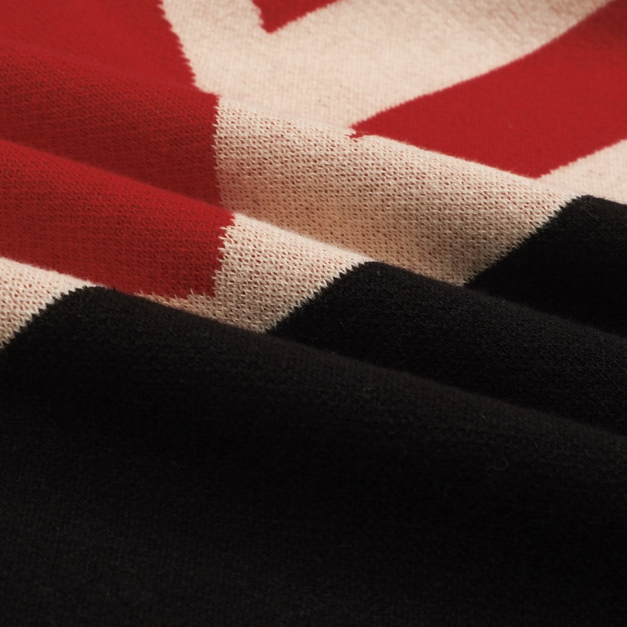 Women's black love stripe vintage jacquard knitwear – OXKnit