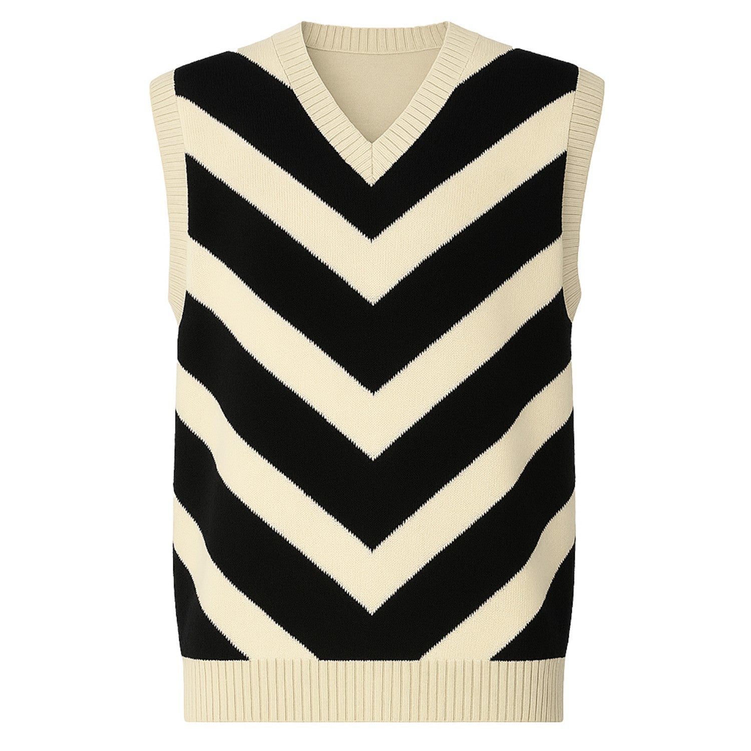 Unisex black retro preppy stripes knit vest – OXKnit