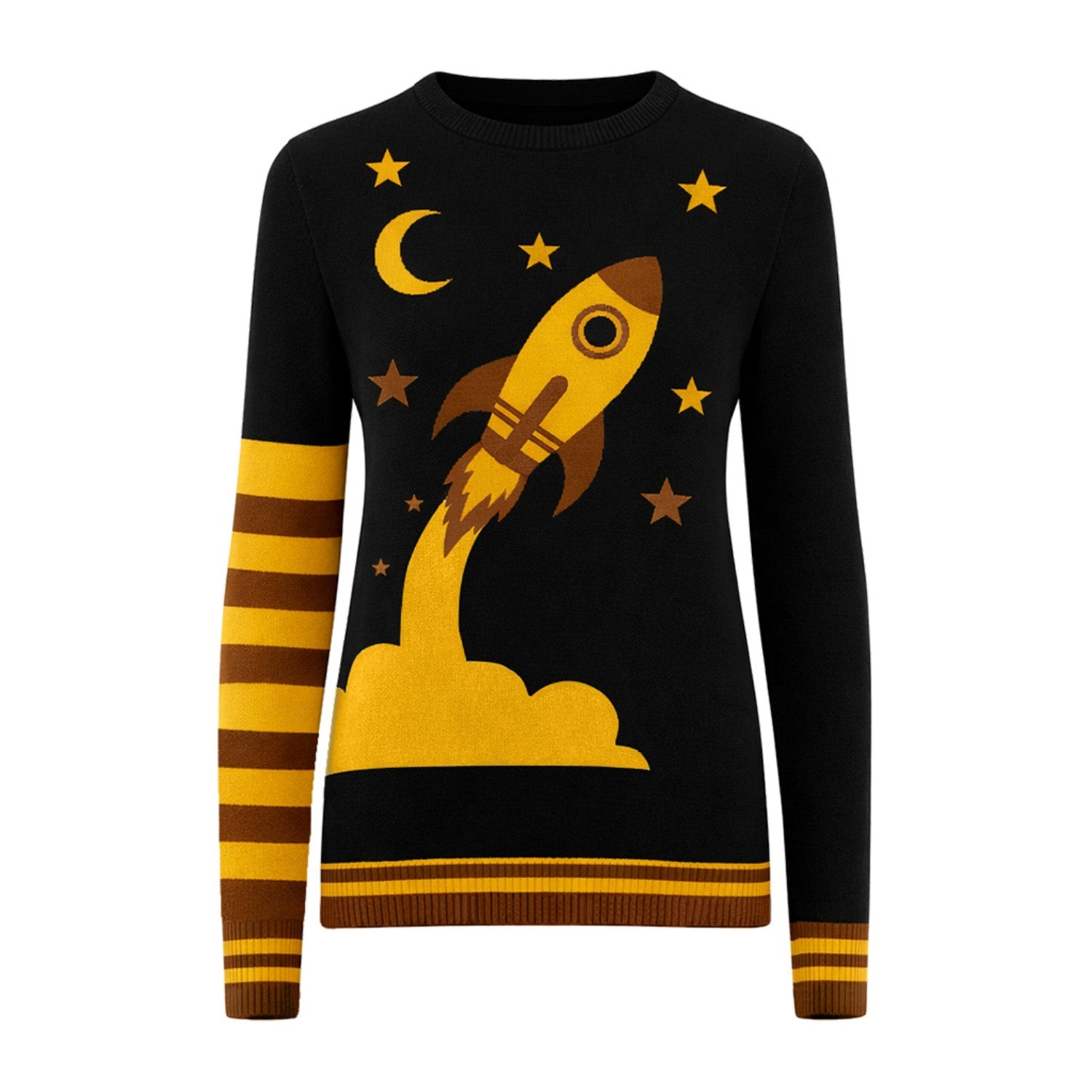 Women's Black Rocket Retro Design Jacquard Knitwear – OXKnit