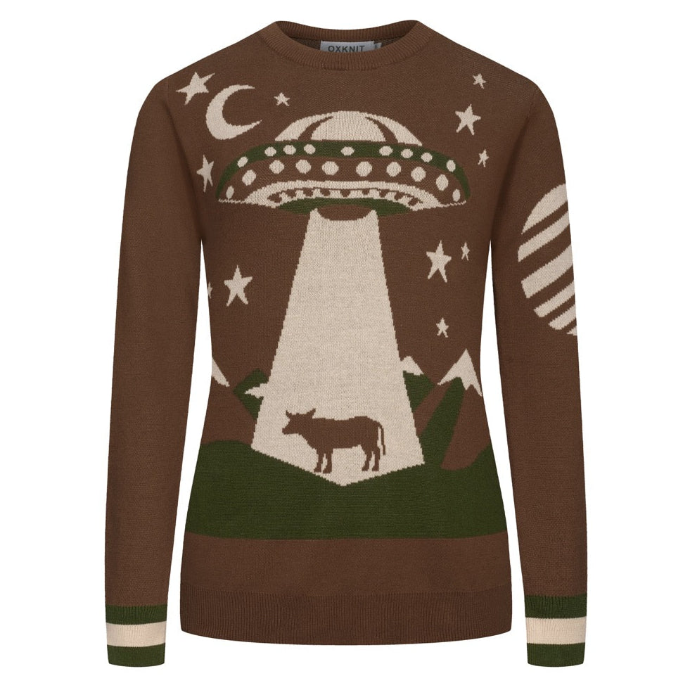 Women's Brown Lighthouse Stars Retro Design Jacquard Knitwear – OXKnit