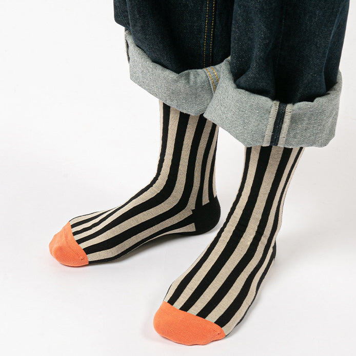 Striped Socks Mid-Calf Vertical Stripes Contrast Color Cotton Socks ...